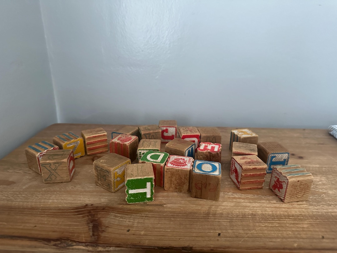 Vintage Wooden Alphabet Blocks - Etsy