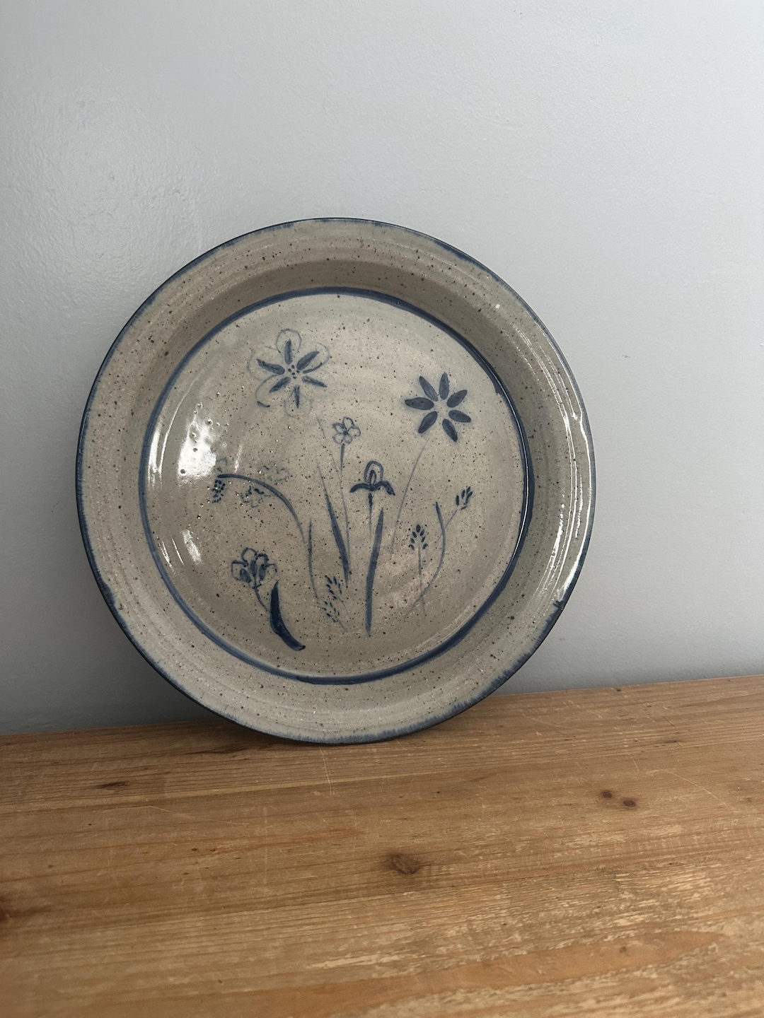 Ceramic Stonewear Large Round Platter With Floral Design - Etsy