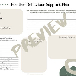 Student Behavior Support Plan *BONUS Trackers and Reflection Sheets ...