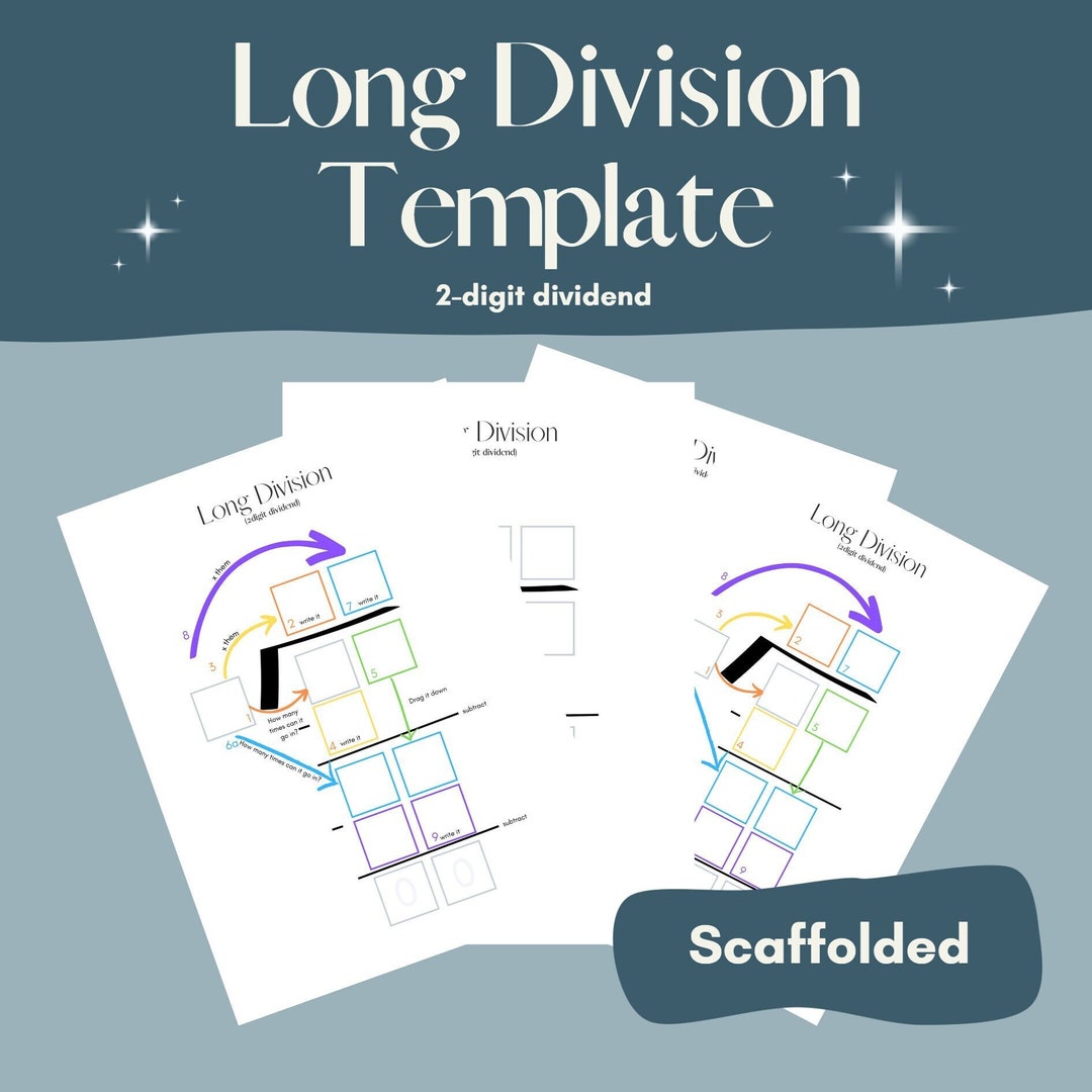Scaffolded Long Division Templates (2 by 1 Digit) - Etsy