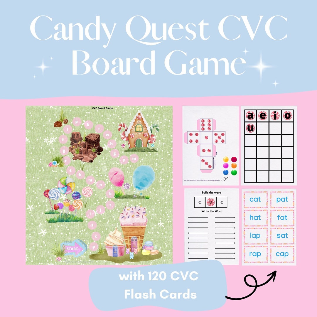 CVC Word Building Board Game (candy Themed) - Etsy