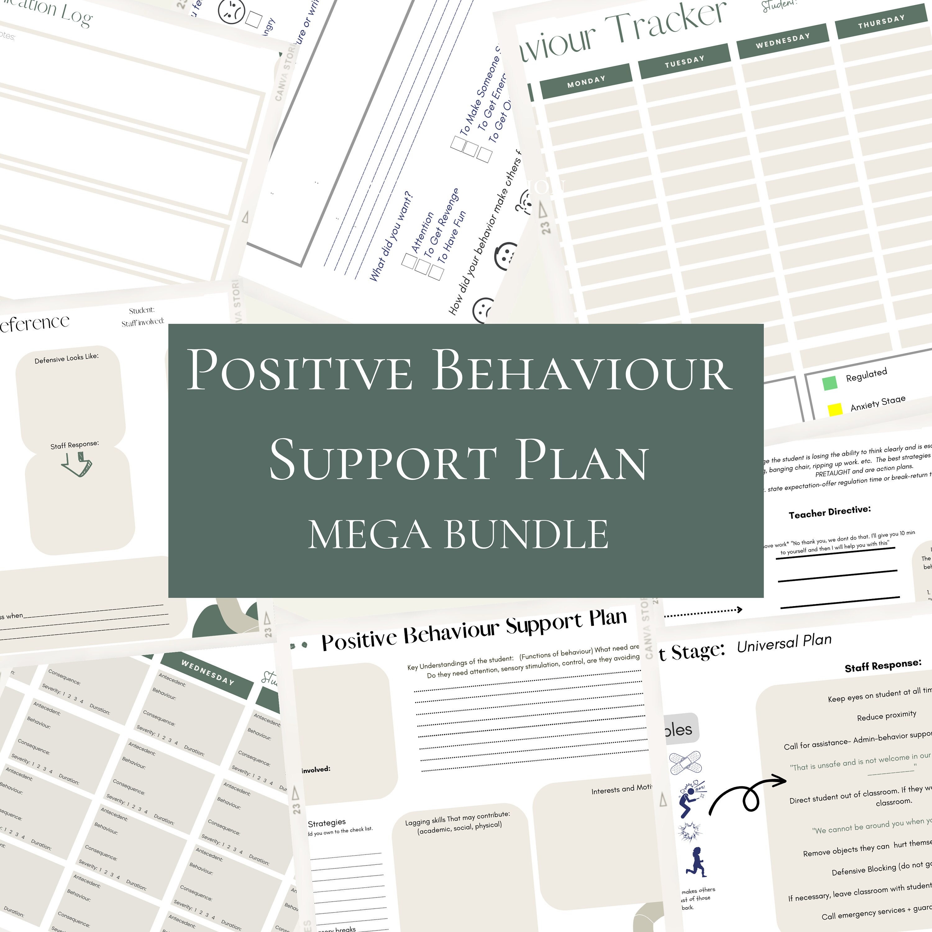 Student Behavior Support Plan *BONUS Trackers and Reflection Sheets ...