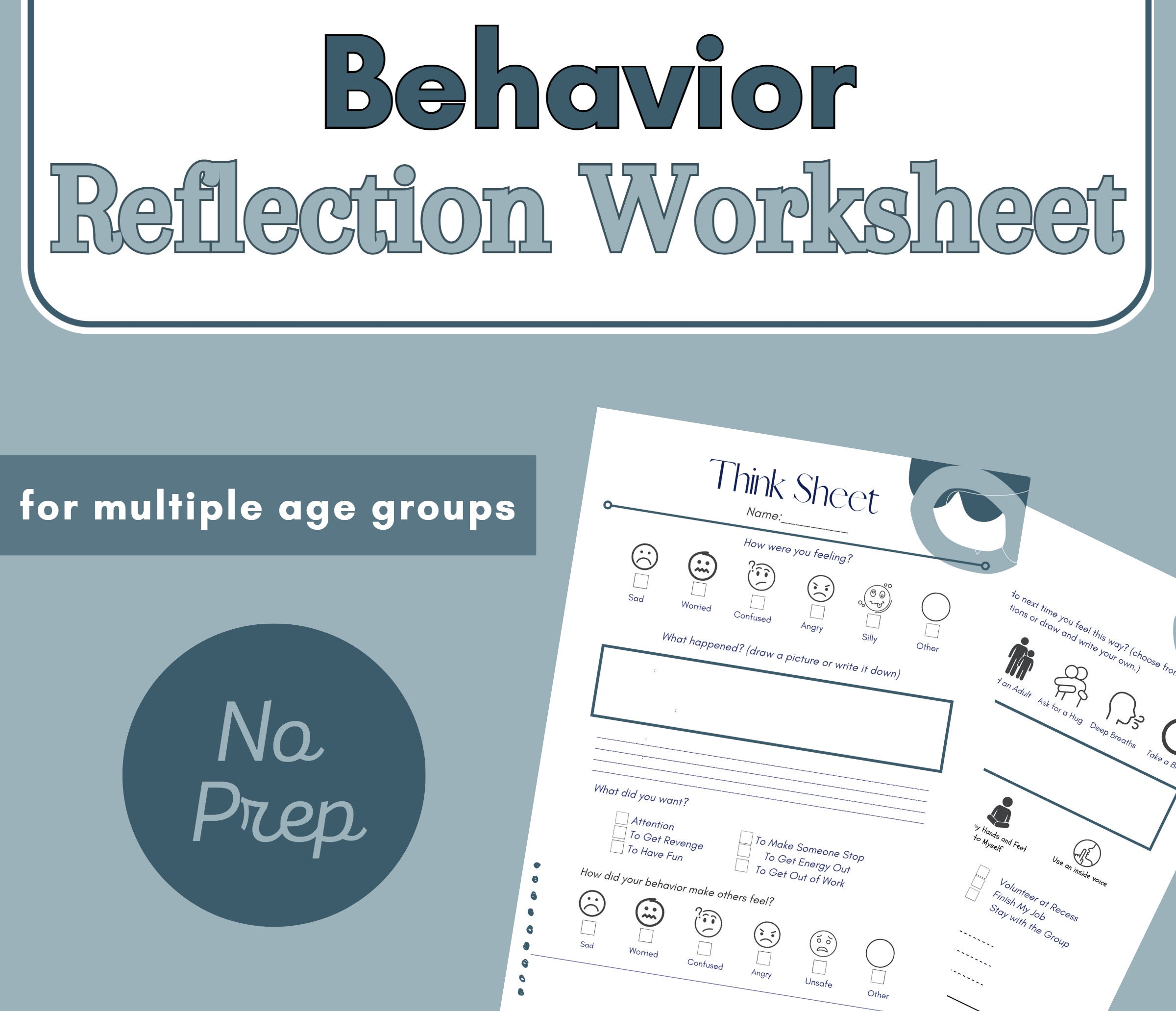 Behaviour Reflection Sheets - Etsy