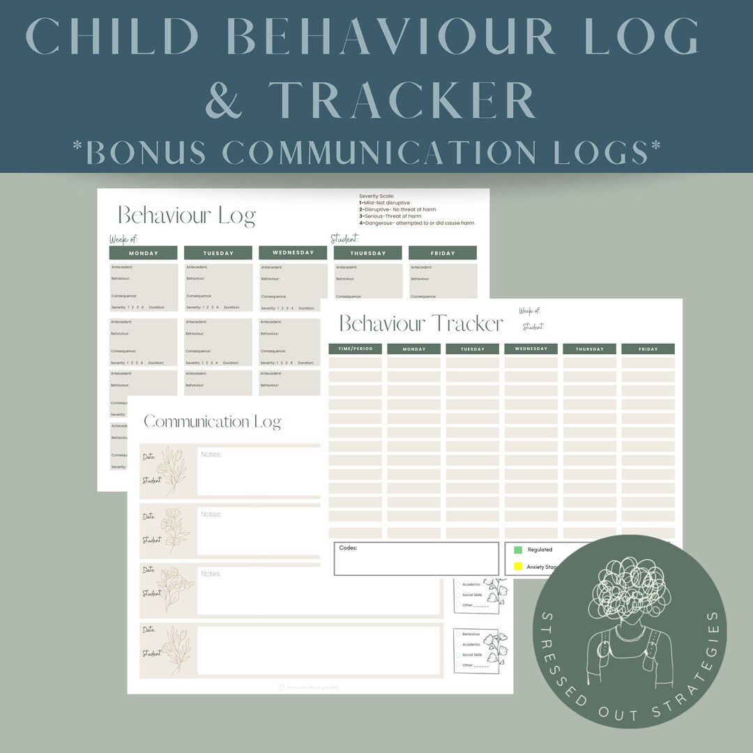 Behavior Log & Tracker for Children *editable* - Etsy