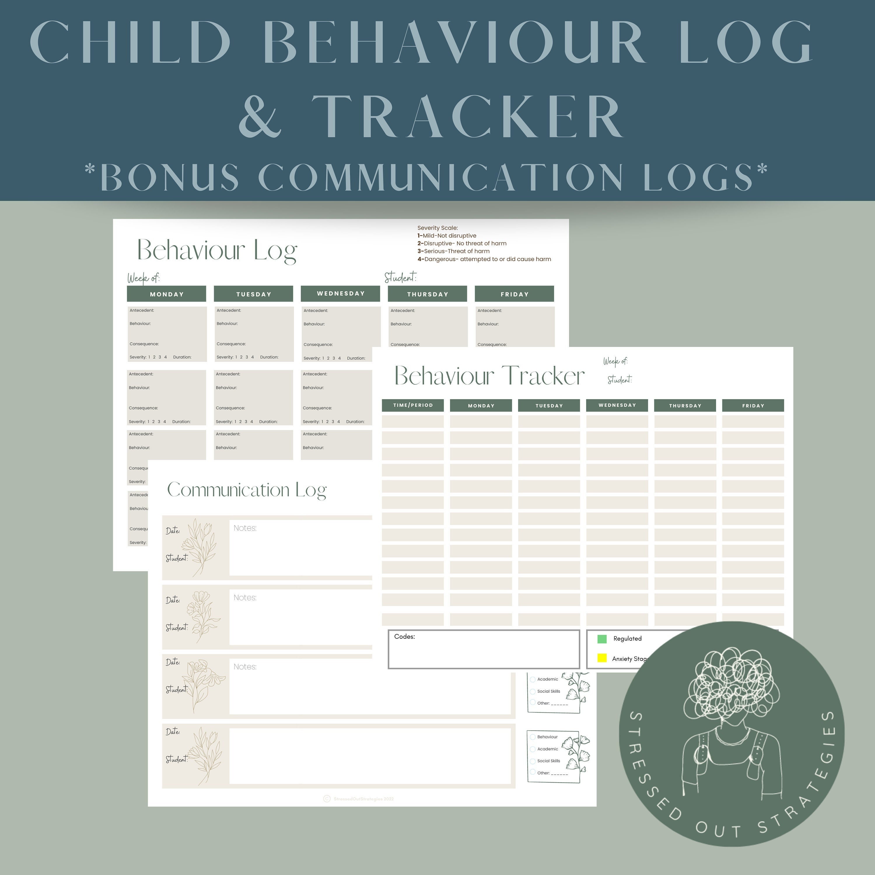 Behavior Log & Tracker for Children *editable* - Etsy