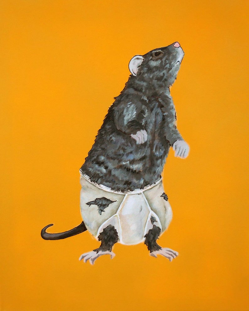 I Smell A Rat Rat Art Acrylic Painting Print Animal Art | Etsy