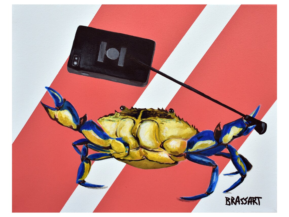 Selfish Shellfish Print Crab Art Acrylic Painting Print | Etsy