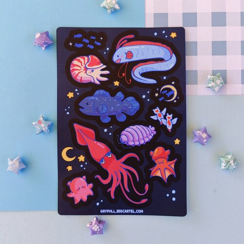 Deep Sea Creatures Sticker Sheet - Etsy