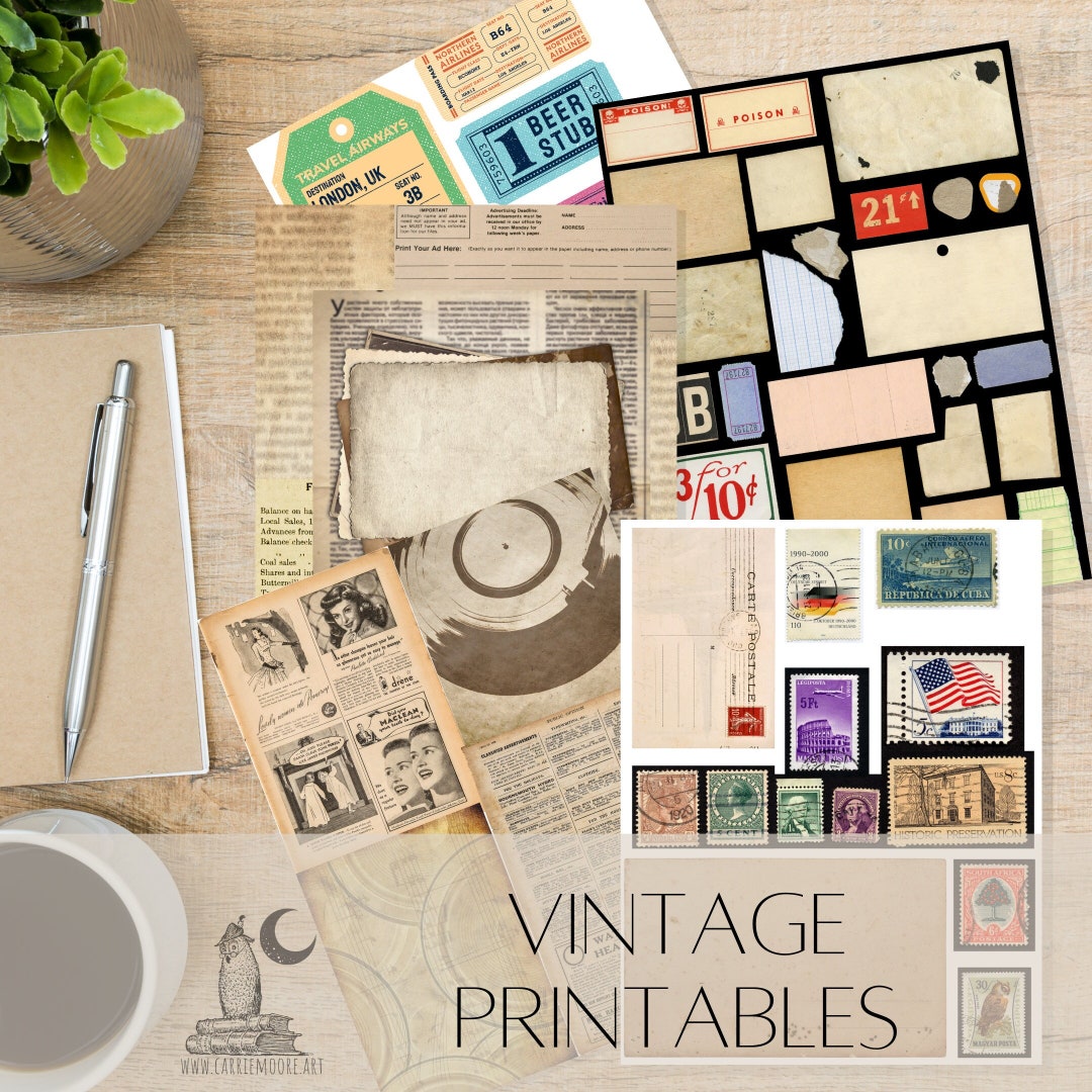 Vintage Junk Journal Ephemera Printable, Vintage Tickets for ...