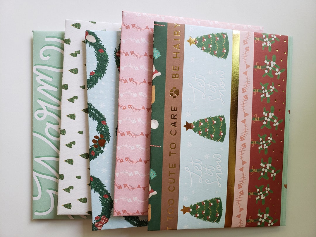 Christmas Holiday Envelopes Handmade, Cat Dog Pet, Assorted Set of 5 - Etsy