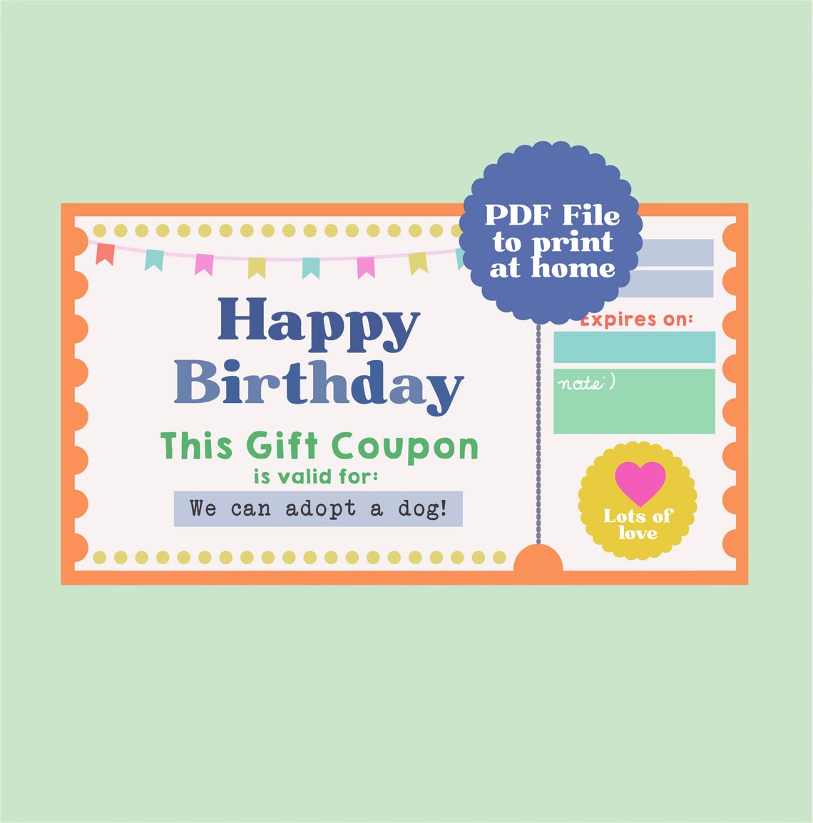 Printable Happy Birthday Coupon Birthday Custom Gift Voucher - Etsy