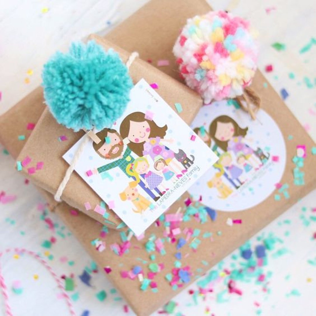 Custom Family Tags & Stickers Set 48 - Personalized Family Portrait ...