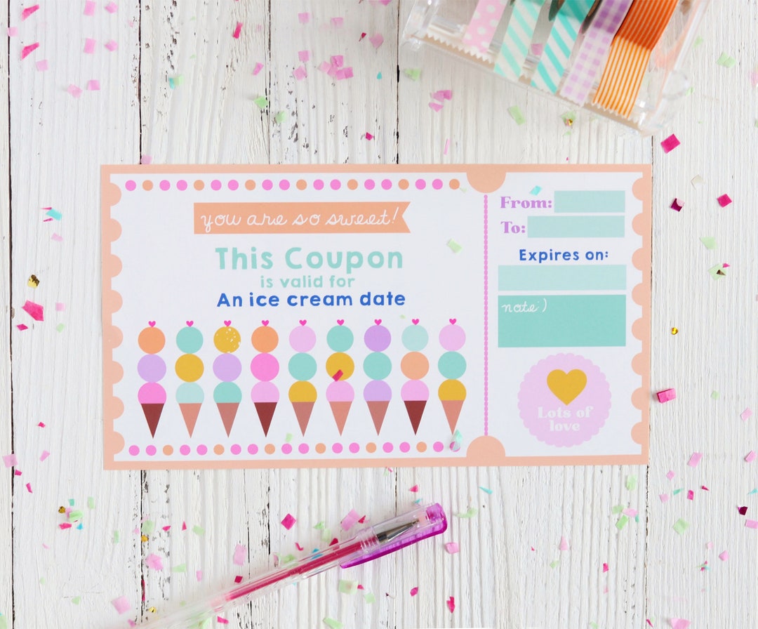 Printable Birthday Gift Certificate - Jumbo Ice Cream Date Voucher ...