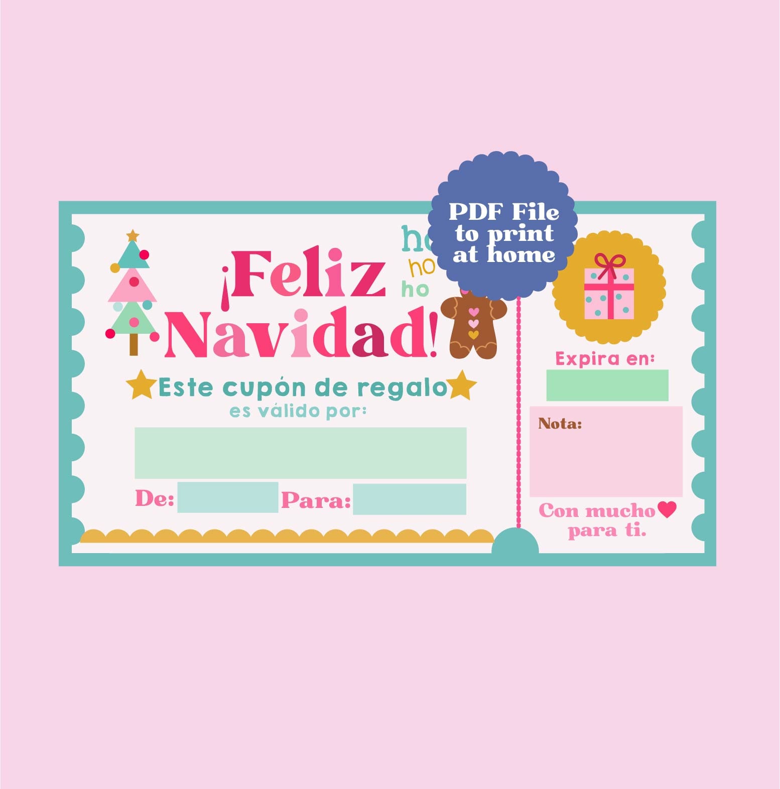 Feliz Navidad Cupon - Christmas Coupon Spanish Download | Printable ...