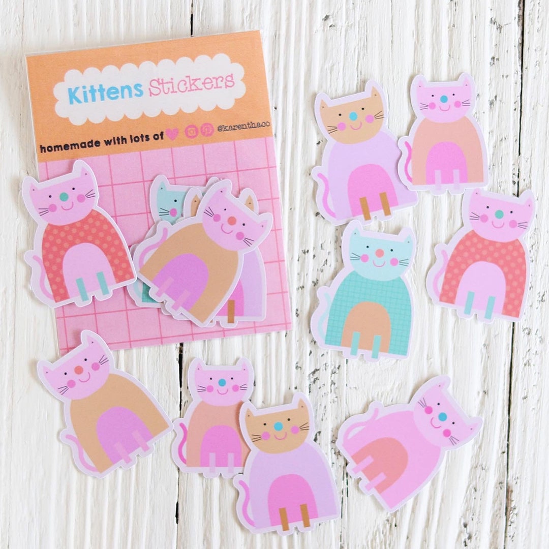 Cat Sticker Set 12 Cute Stickers Sticker for Happy Mail Cute Kittens ...