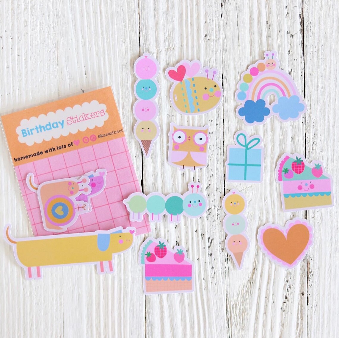 Birthday Sticker Set 12 Cute Stickers Sticker for Happy - Etsy