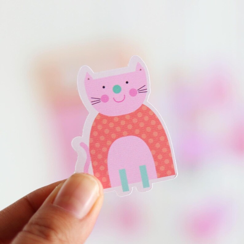 Cat Sticker Set 12 Cute Stickers Sticker for Happy Mail - Etsy
