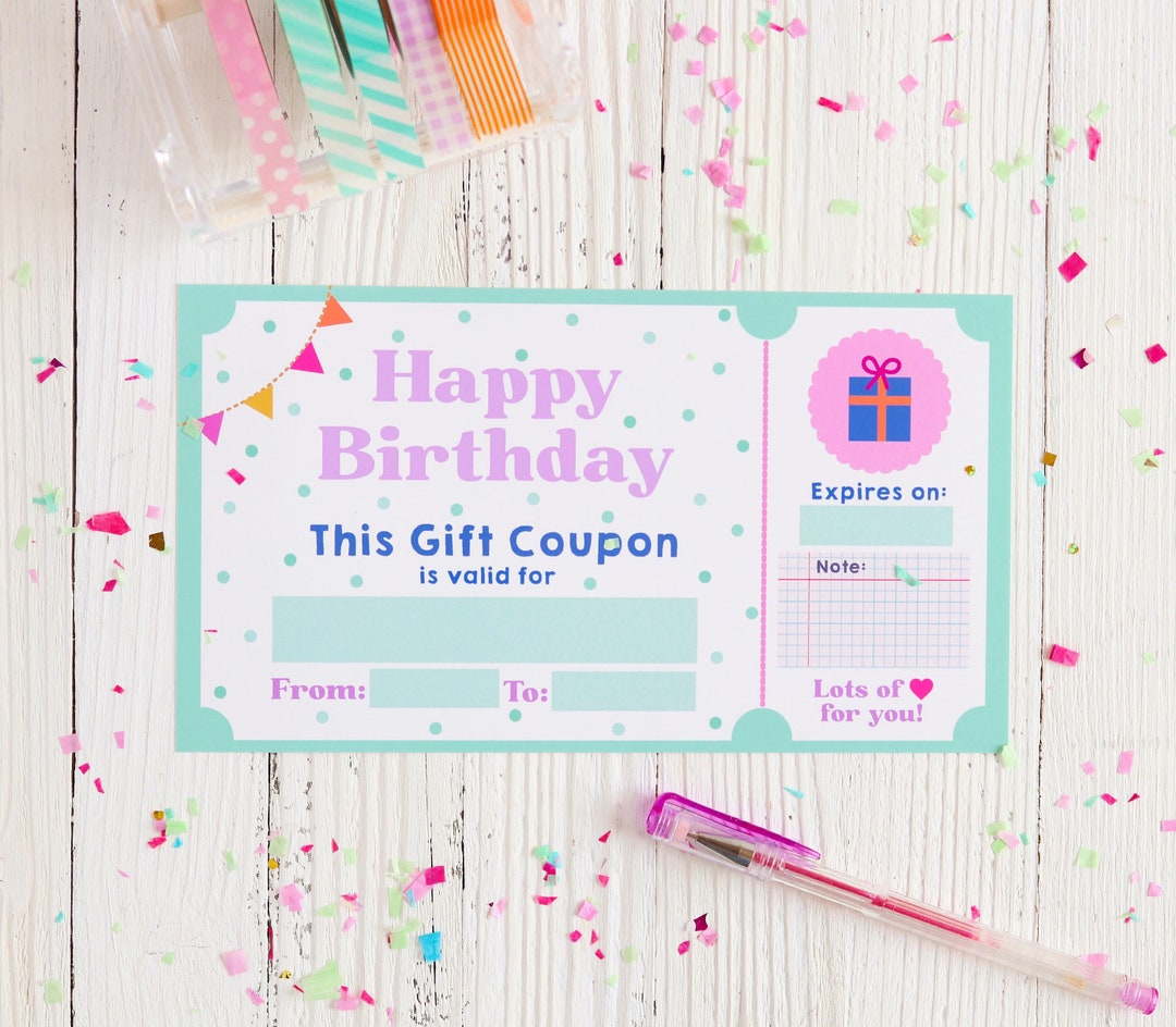 Printable Happy Birthday Coupon - Jumbo Birthday Custom Gift Voucher ...