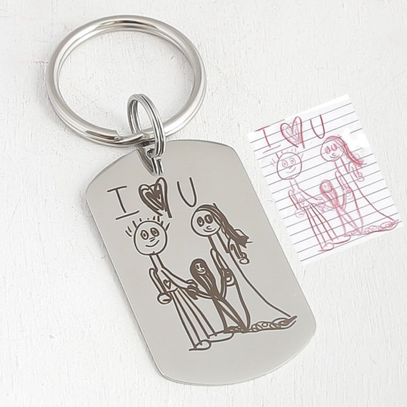 Kids Drawing Keychain Actual Child Drawing Key Chain Kids | Etsy