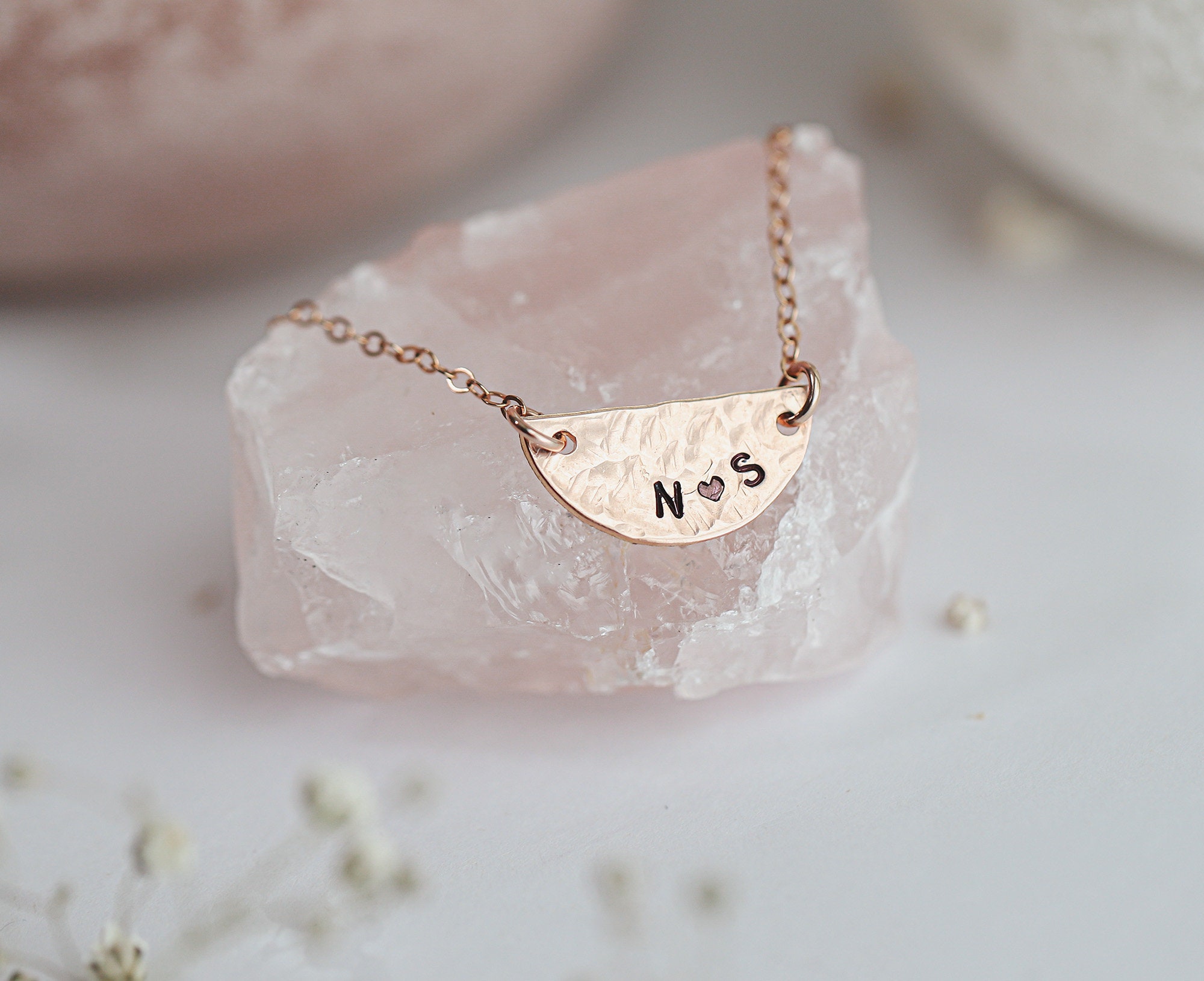 Hammered Half Circle Necklace - Half Moon Necklace - Gift for Mom, Gift ...