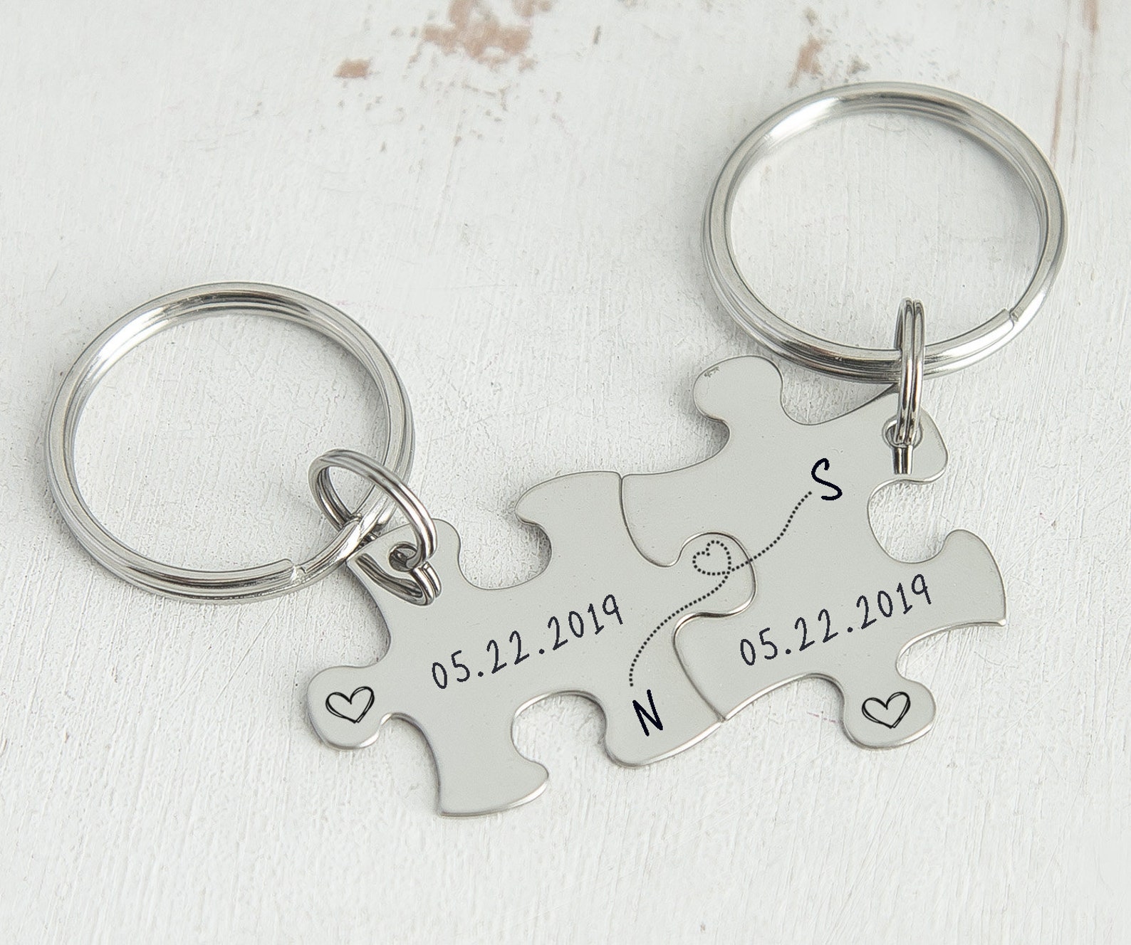 Engraved Personalized Couples Puzzle Piece Keychains - Etsy
