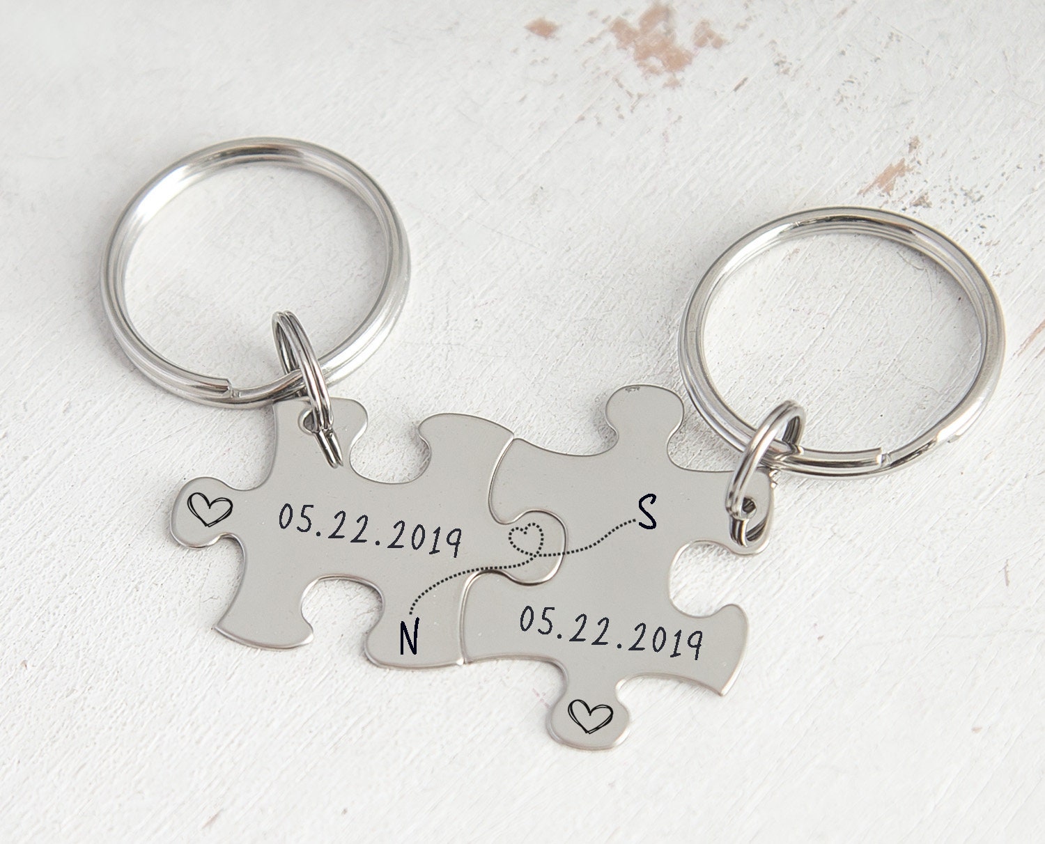 Engraved Personalized Couples Puzzle Piece Keychains - Etsy