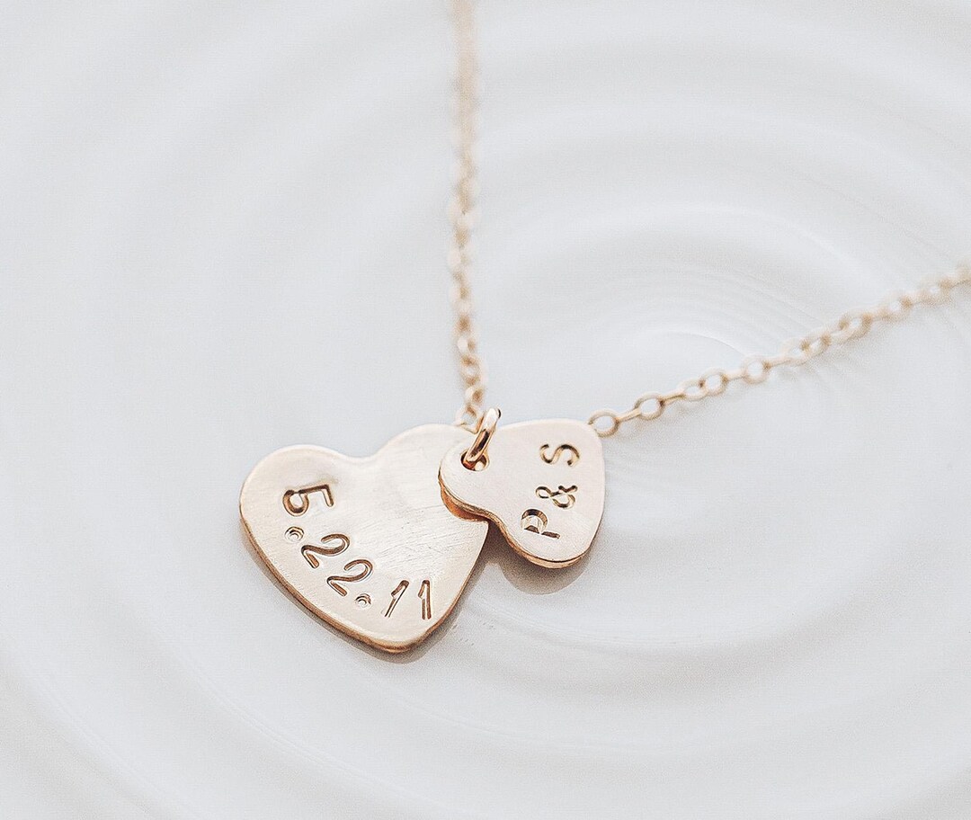 Personalized Handstamped Heart Necklace- Custom Heart Necklace - Gift ...