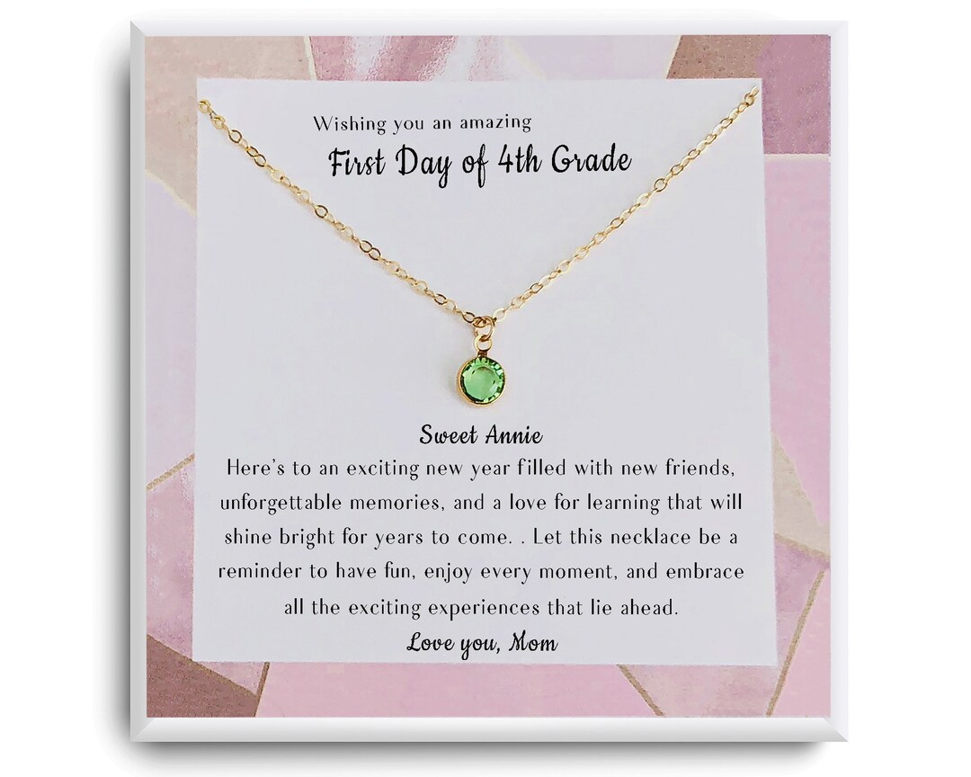 First Day of 4th Grade Gift Necklace -1st Day of School Present - First ...