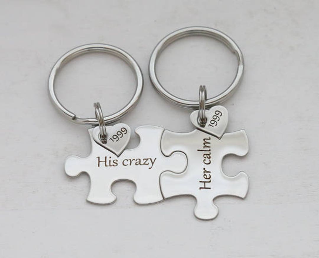 His Crazy Her Calm Keychain - Cute Keychains for Couples - Custom His ...