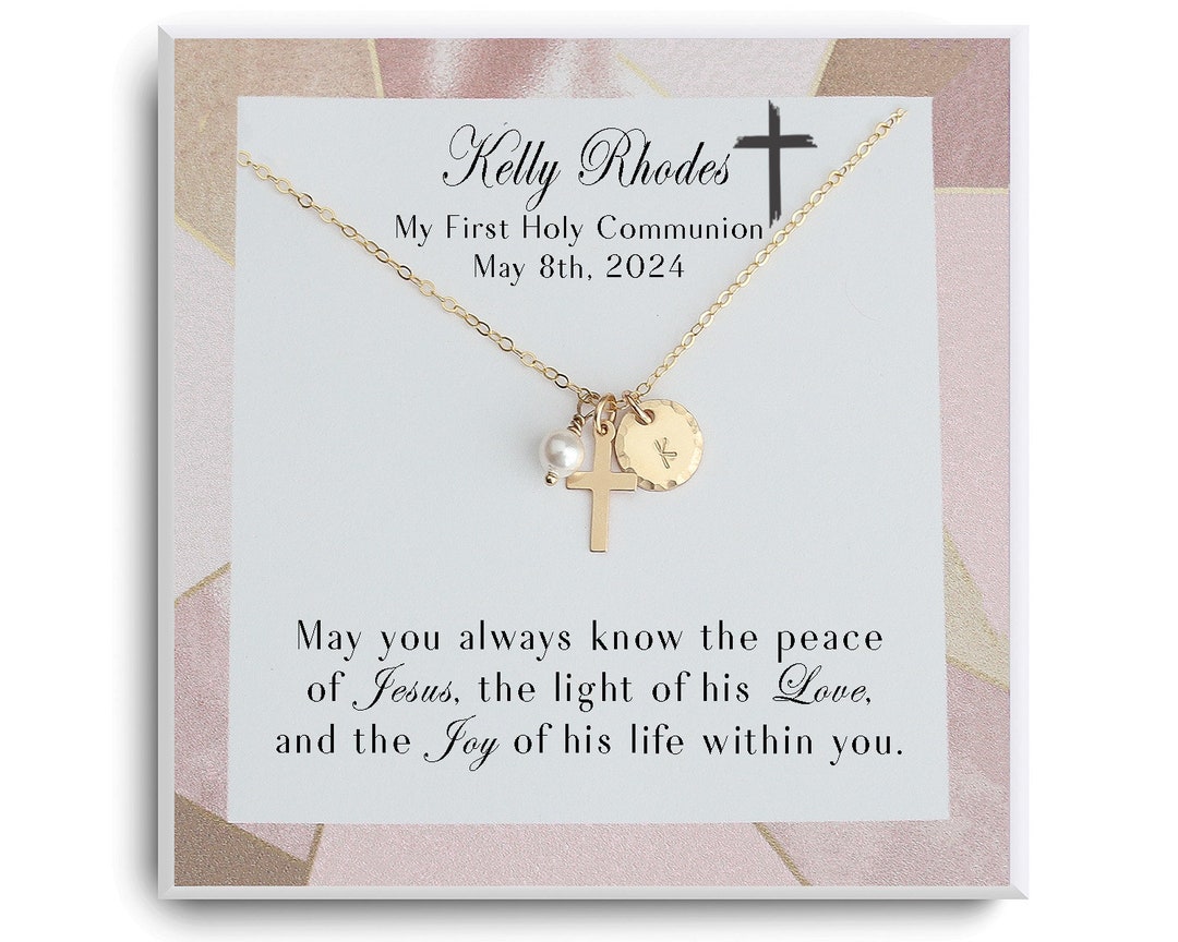 First Holy Communion Gift for Granddaughter - Cross Necklace - First ...