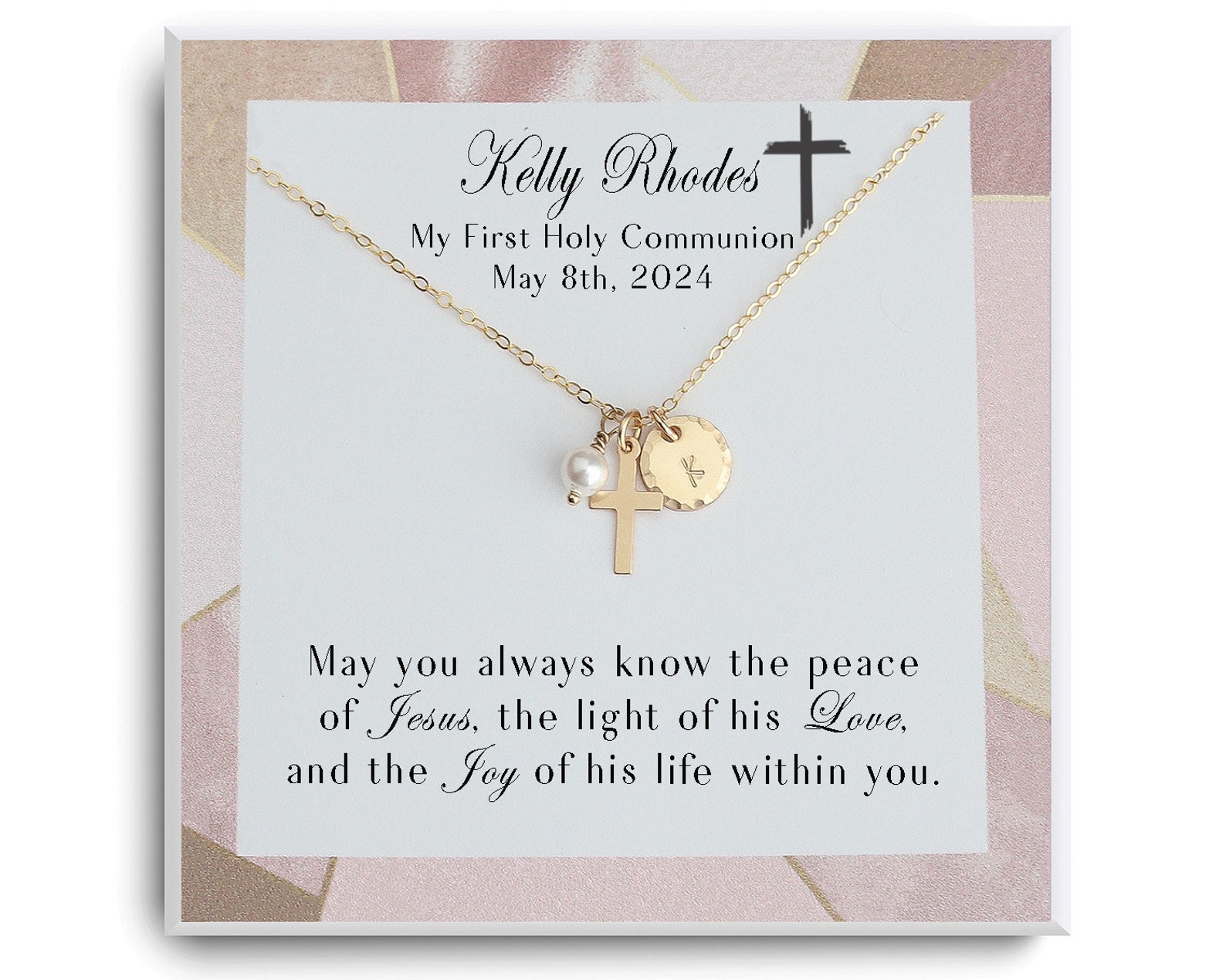 First Holy Communion Gift for Granddaughter - Cross Necklace - First ...