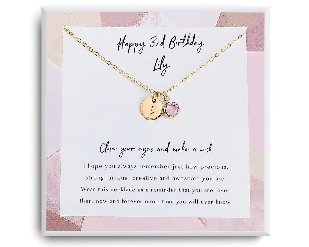 3rd Birthday Girl - Happy 3rd Birthday Gift - Third Birthday Necklace ...