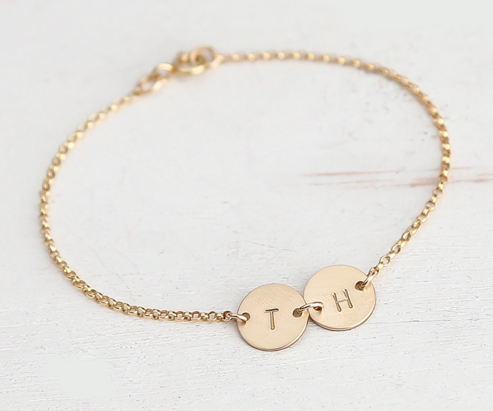 Two Initial Bracelet Two Initial Monogram Bracelet Custom - Etsy