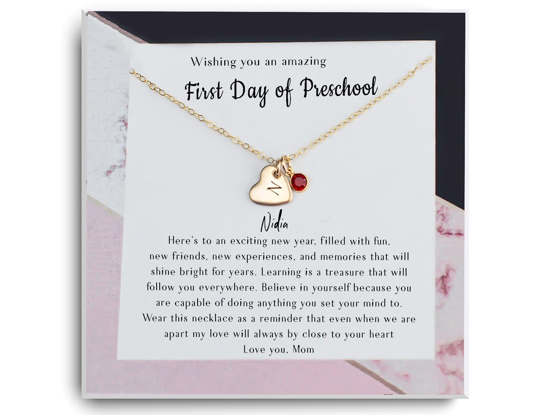 First Day of Preschool Gift Necklace - Back to School Gift for Girl ...