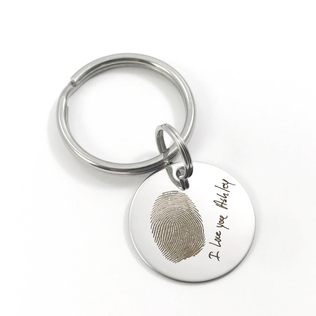Fingerprint Keychain / Boyfriend Husband Gift / Personalized Memorial ...