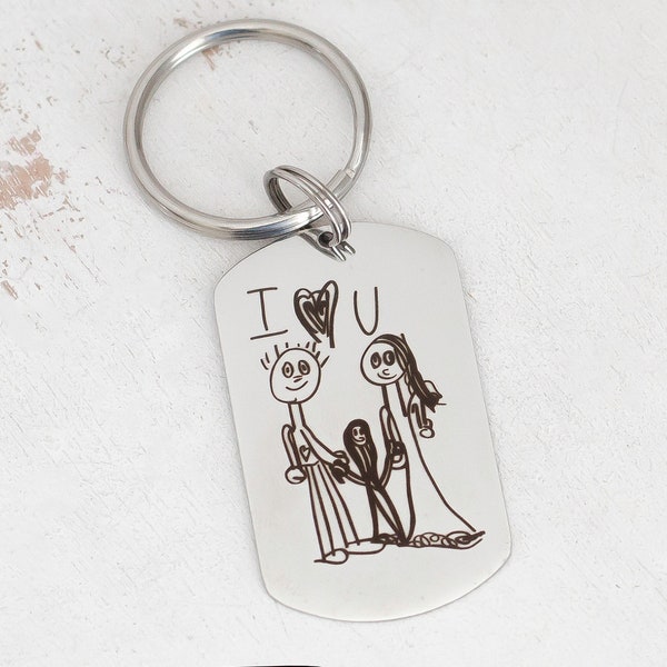 Kids Drawing Keychain - Etsy