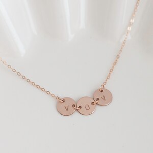 3 Initial Necklace - 14K Gold, Silver Initial Disc Necklace - Multiple ...