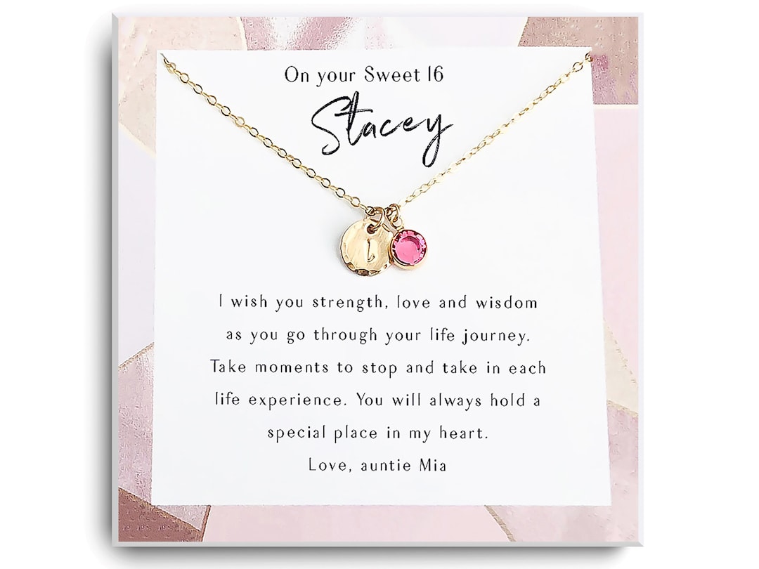 Sweet 16 Gift Necklace - Birthstone Necklace - 16th Birthday Gift Girl ...