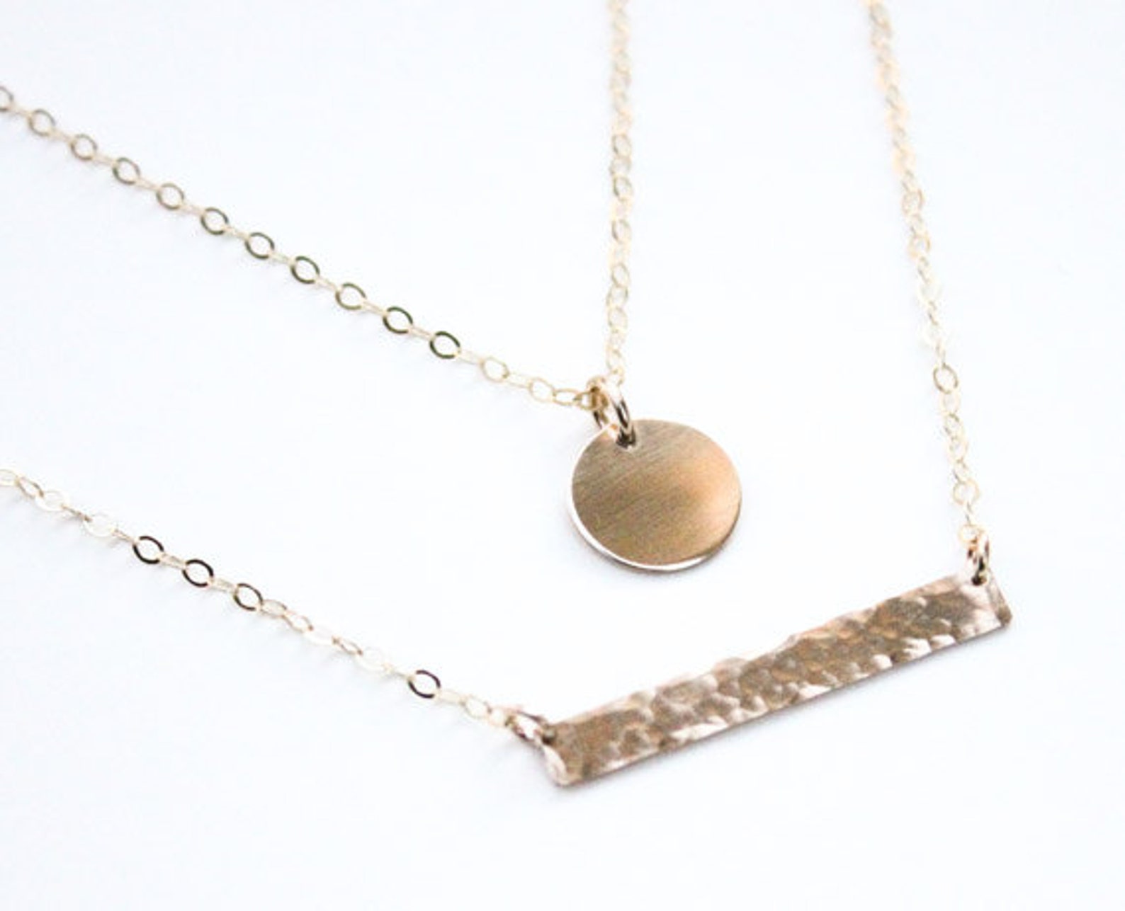 Delicate Layered Necklace Set of Two Gold Double Strand - Etsy
