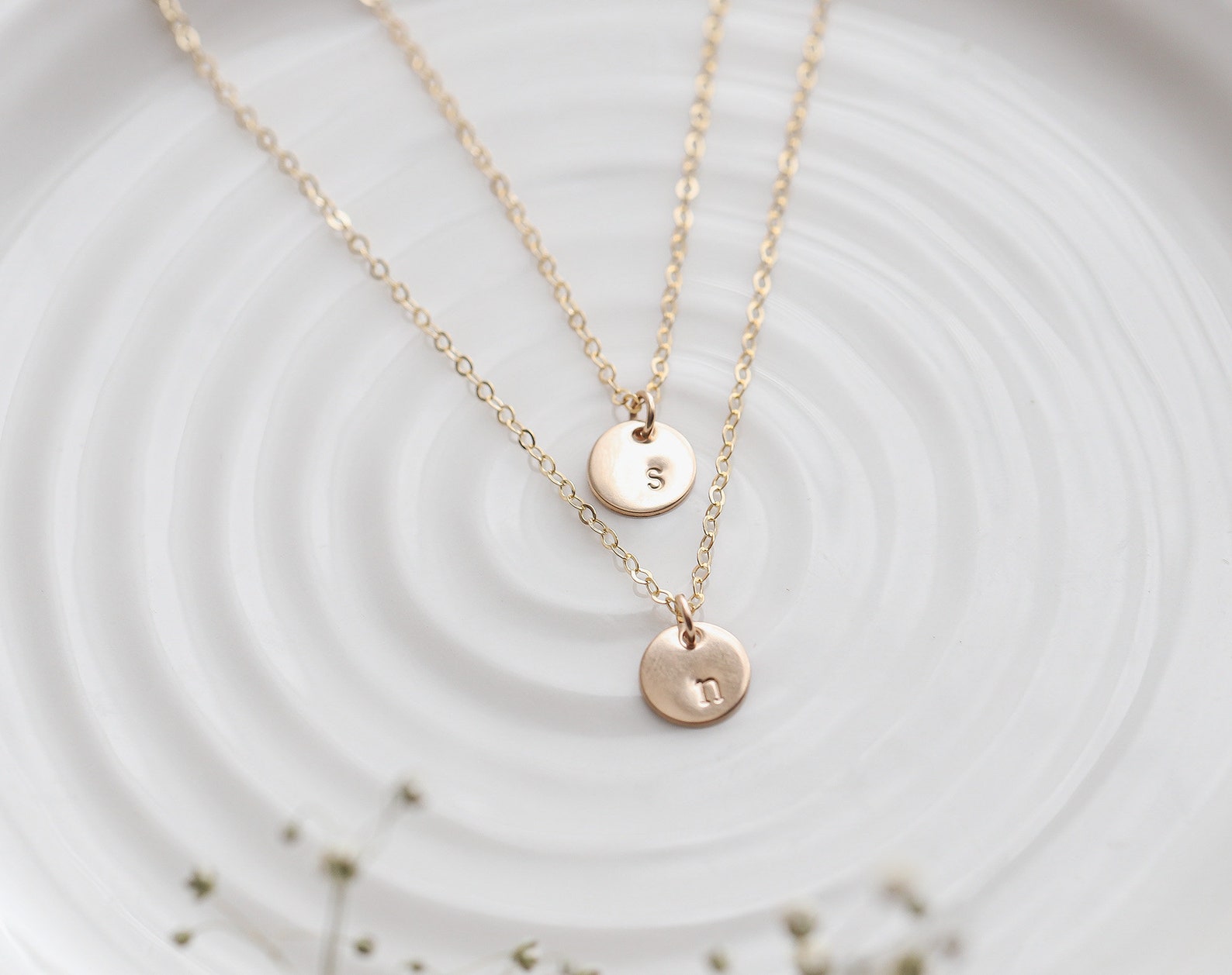 Layered Necklace Set Double Initial Necklace Custom - Etsy