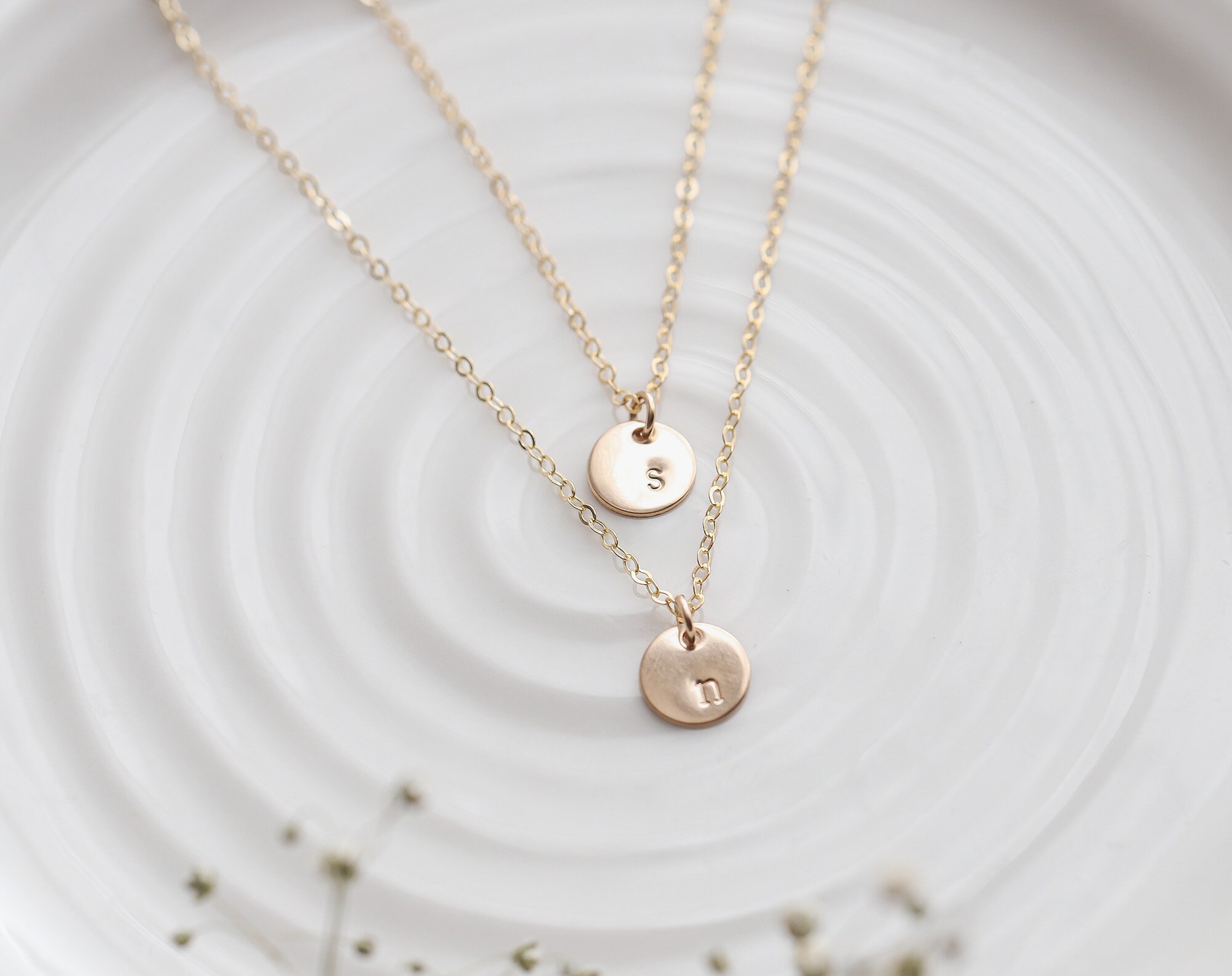 Layered Necklace Set Double Initial Necklace Custom - Etsy