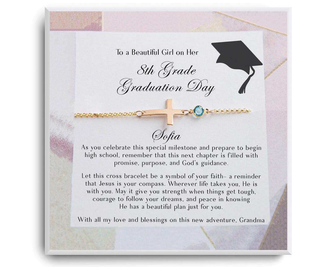 8th Grade Graduation Gifts Girl - Customized Cross Bracelet- 8th Grade ...