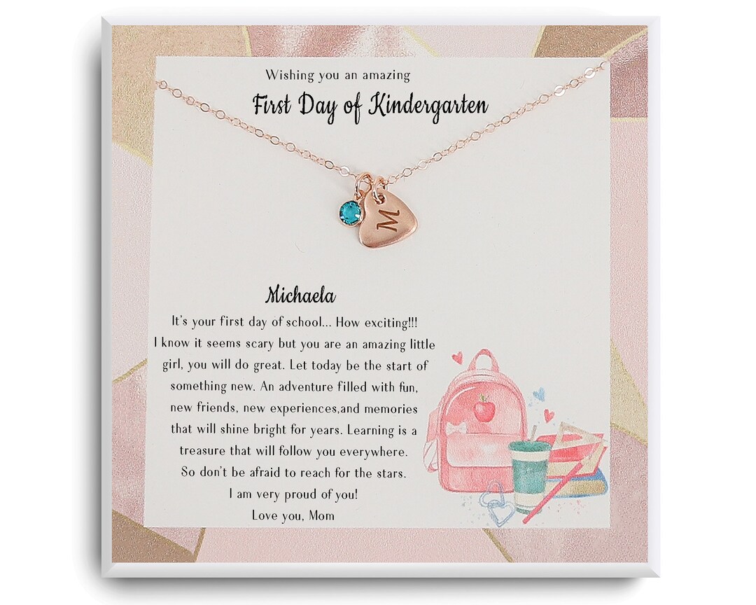 First Day of Kindergarten Gift Necklace - Back to School Gift for Girl ...