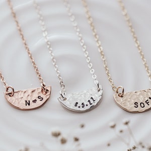 Hammered Half Circle Necklace - Half Moon Necklace - Gift for Mom, Gift ...