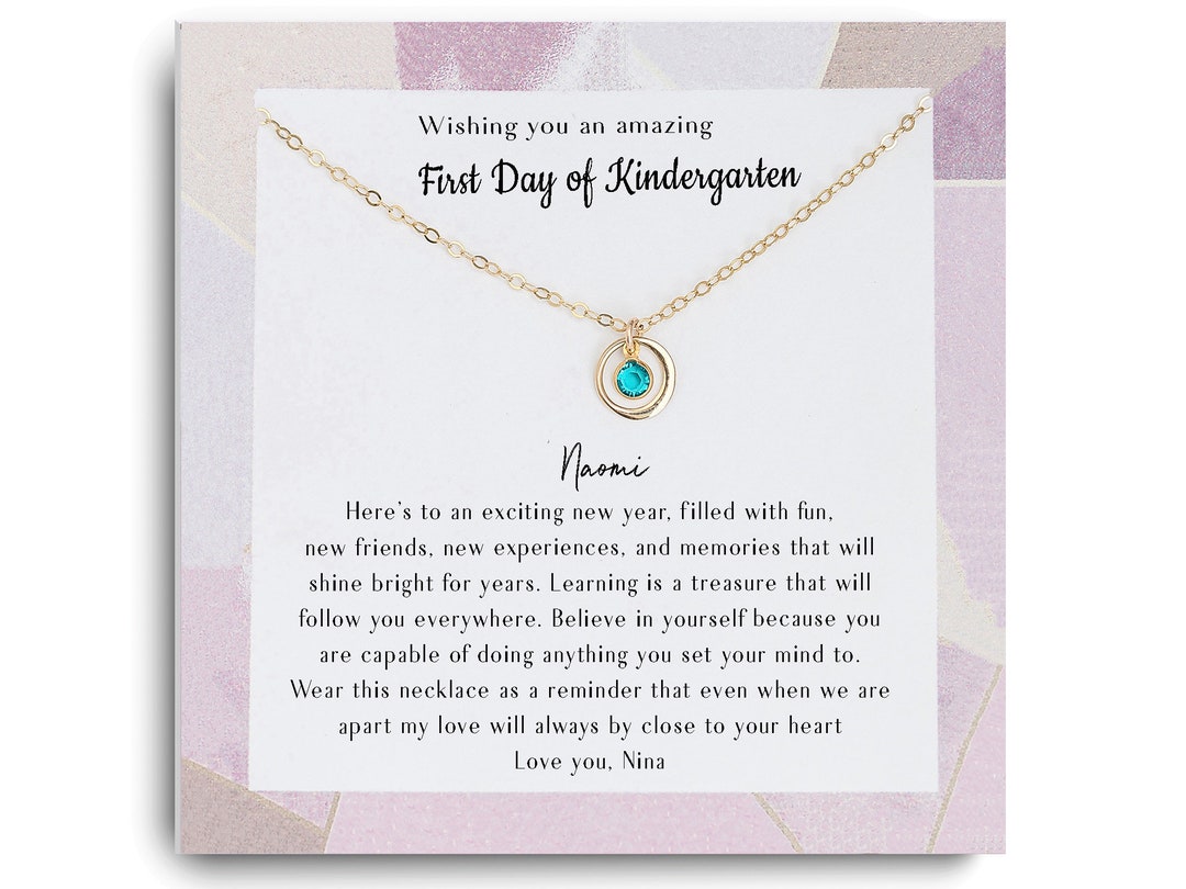 First Day of Kindergarten Gift Necklace - Back to School Gift for Girl ...