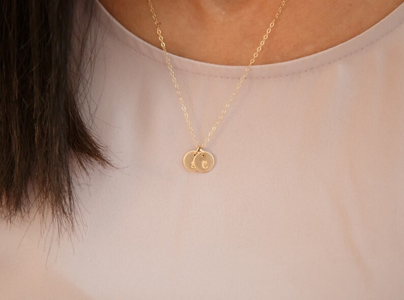 Tiny 14K Gold Initial Necklace / Dainty Initial Necklace / - Etsy