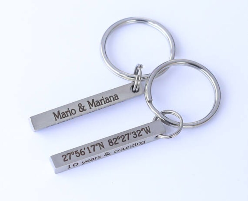 Anniversary Keychain for Him / Custom Coordinate Keychain / GPS ...