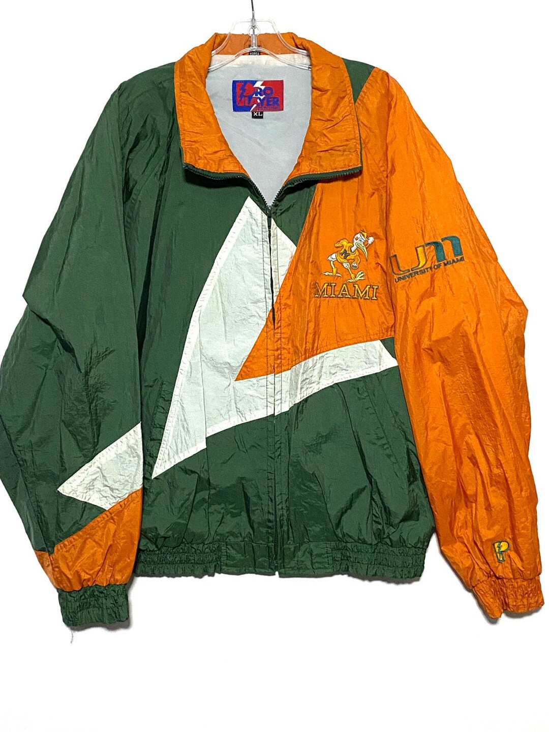 Vintage University of Miami Hurricanes Pro Player Wind Breaker Jacket ...