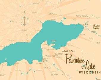 Pewaukee Lake Map - Etsy