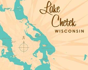 Lake Chetek Map - Etsy